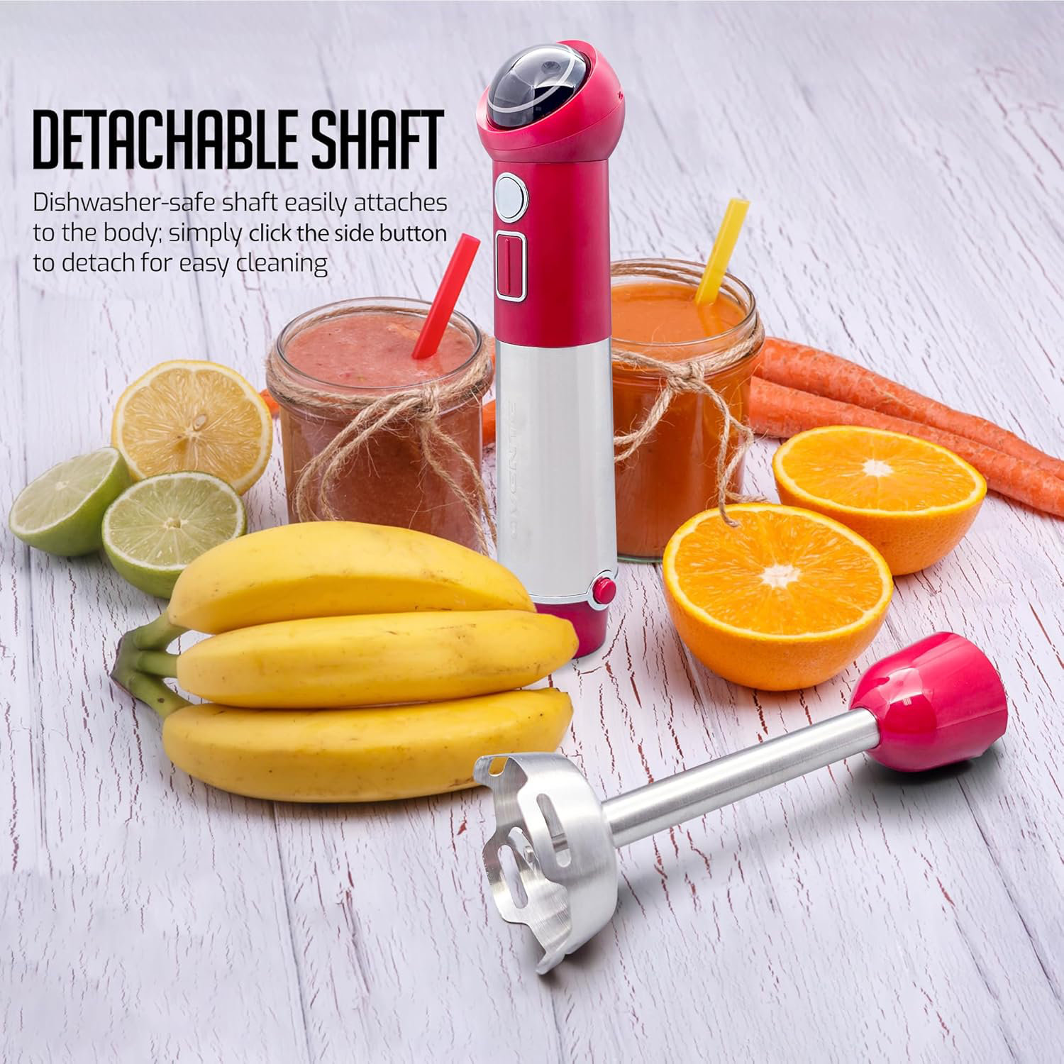 OVENTE Cordless Immersion Hand Blender, 300W Rechargeable Handheld ...