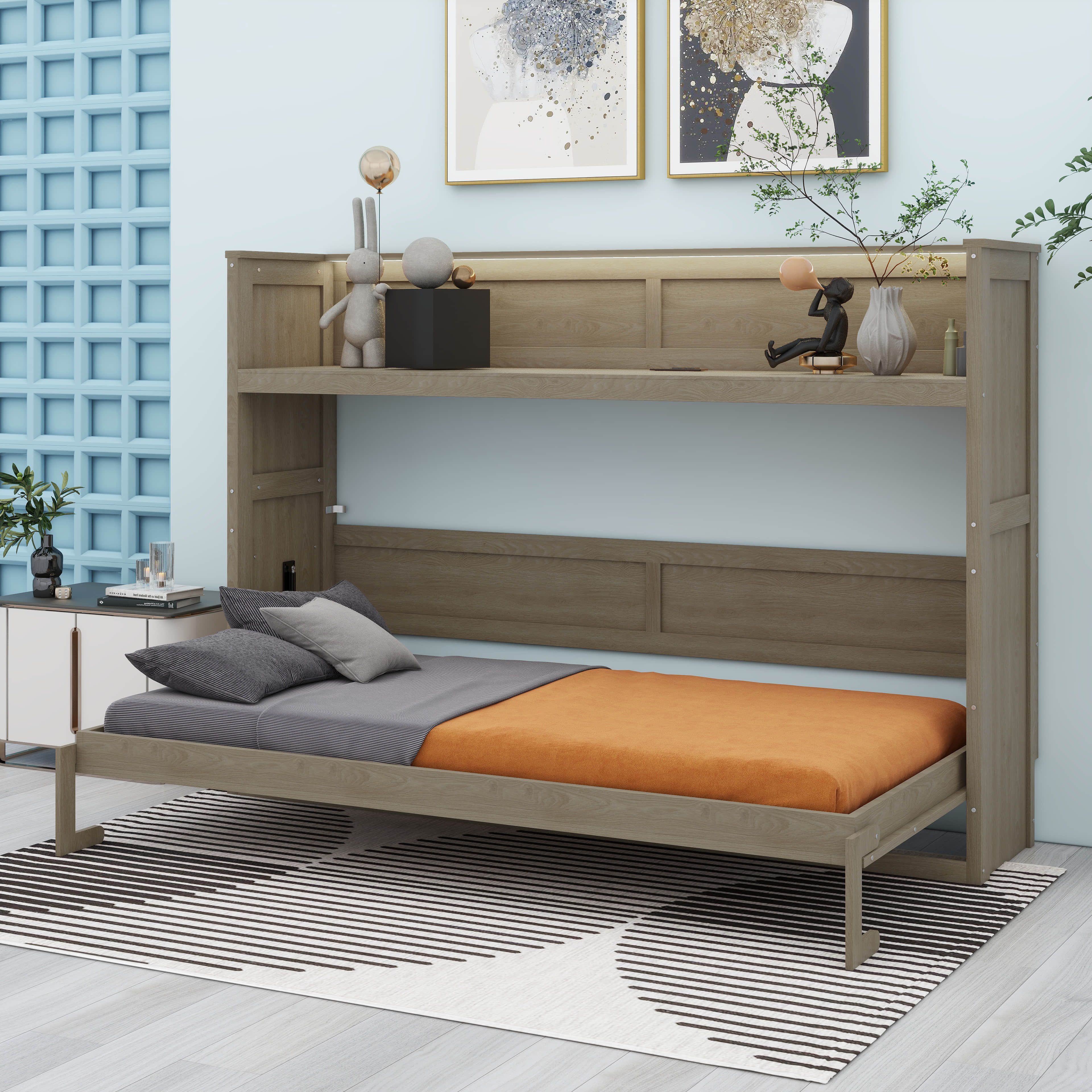Corrigan Studio® Twin XL Size Murphy Cabinet Bed With Open-Ended ...