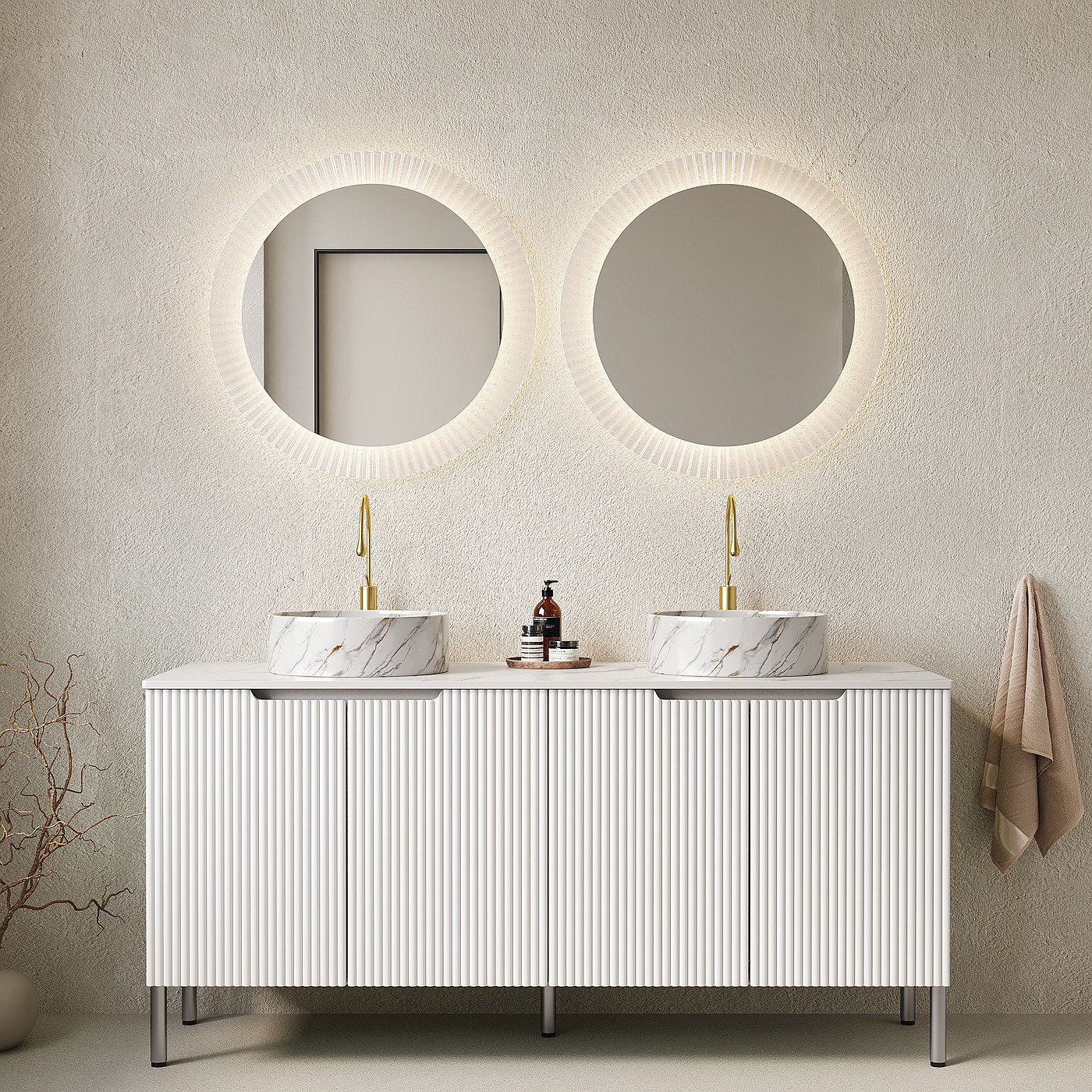 W-Runyong TURIO 60" Bathroom Vanity With Sinks, Freestanding Bathroom ...