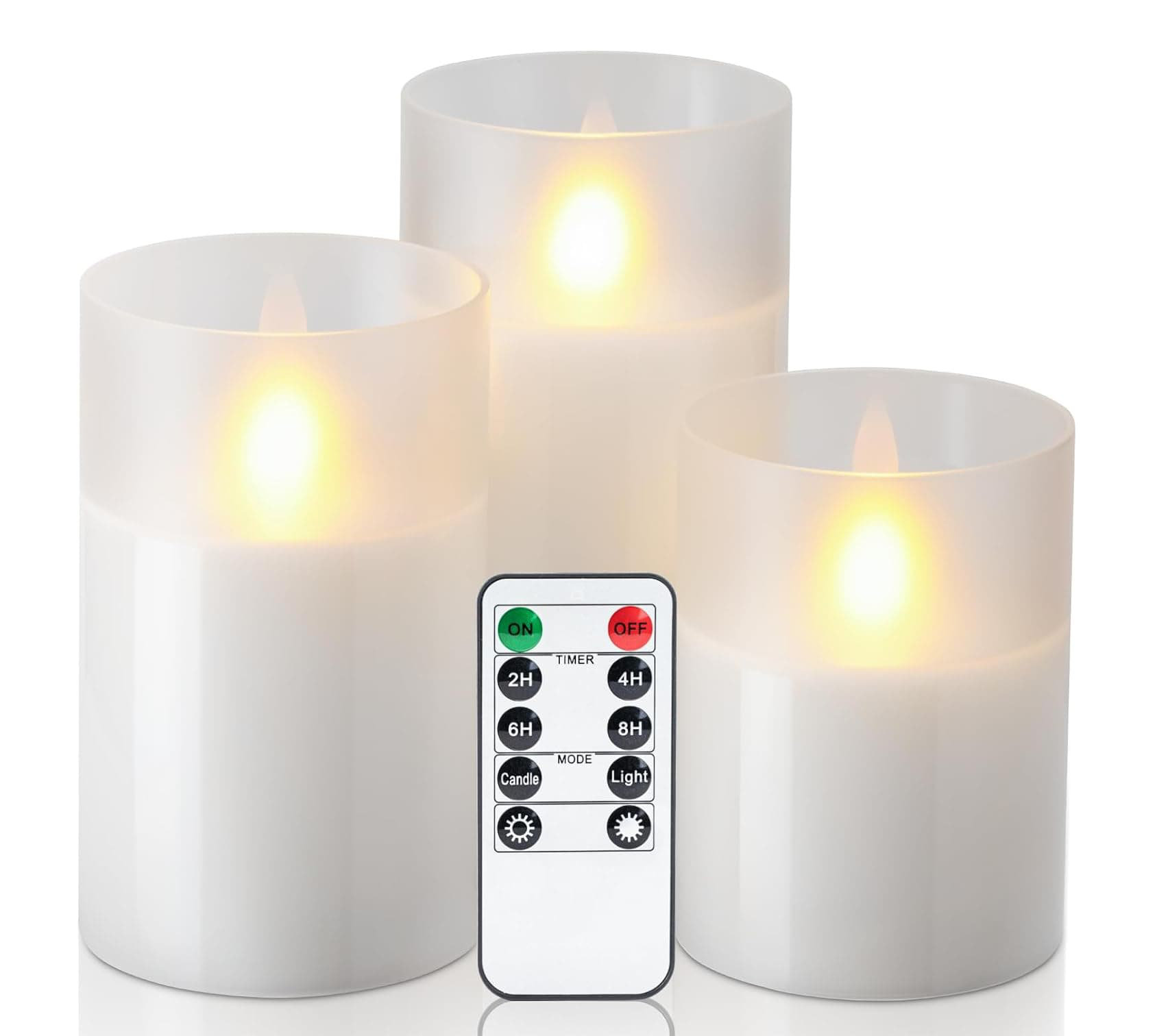 Hokku Designs Set of 3 Clear Glass Flickering Flameless LED Candles ...