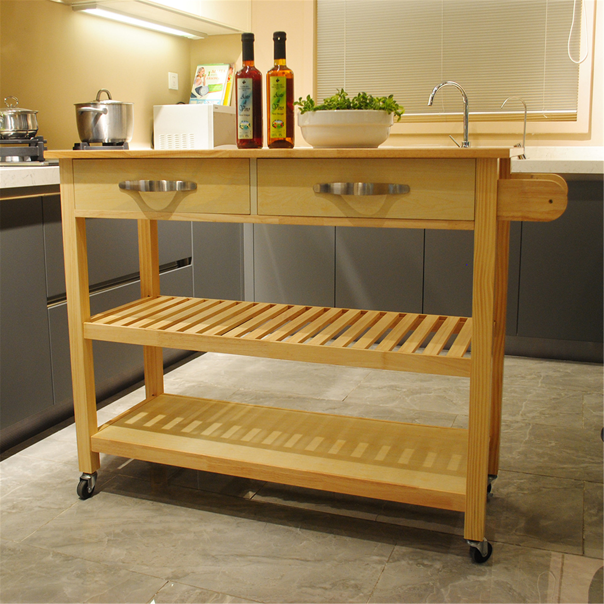 Lark Manor™ Contemporary Kitchen Cart, Mobile Kitchen Island With Two ...