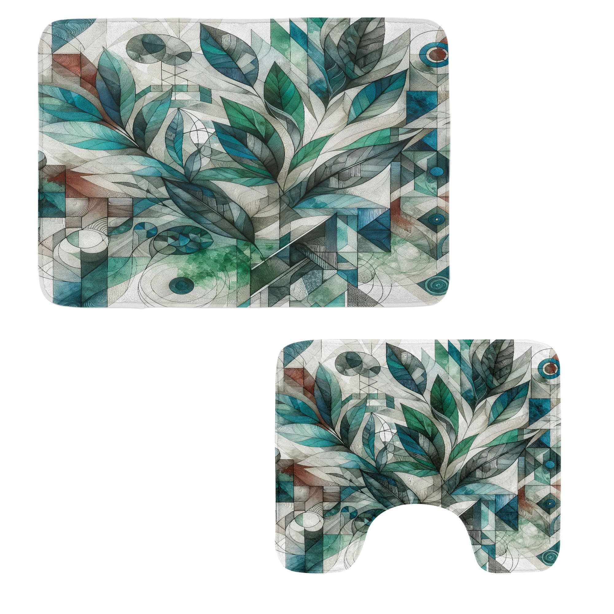 Ophelia & Co. Teal Bathroom Rug Set 2 Pieces Rectangle & Contour Mats ...