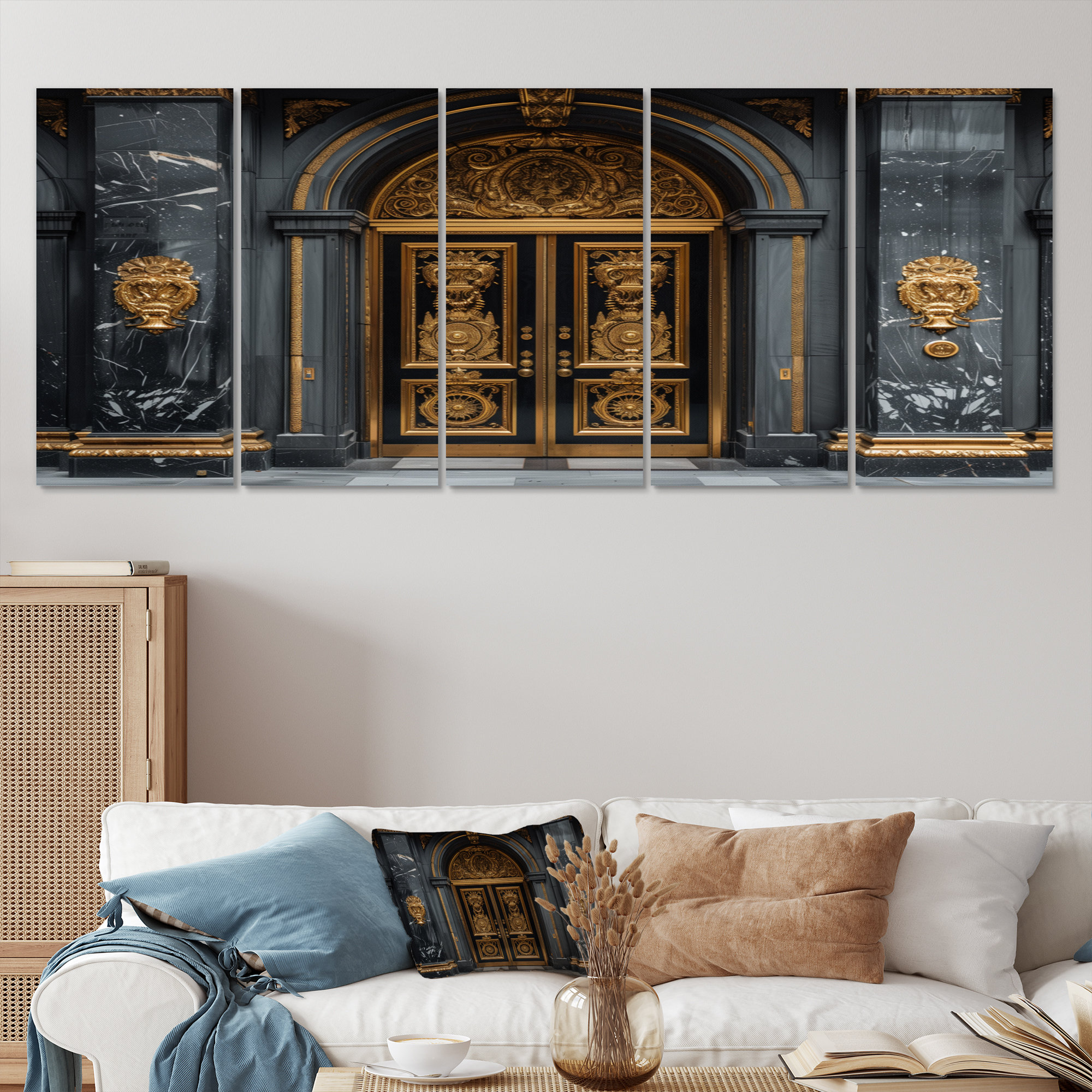 Lark Manor™ Gold Banks Gilded Doors II - Banks Canvas Wall Art Set ...