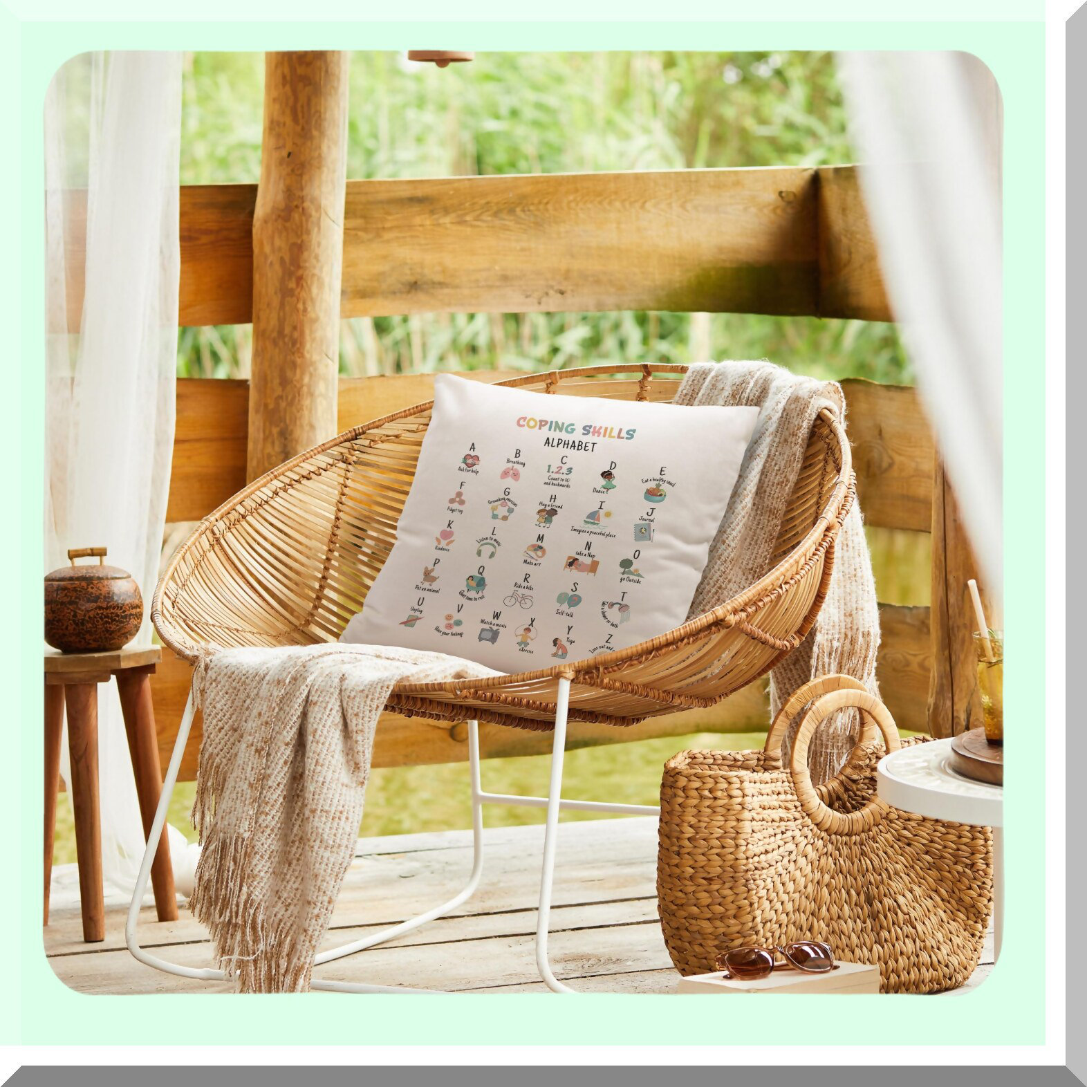 BRBCA Calm Corner Kids Grounding Exercises Throw Pillow Cover - Mental ...