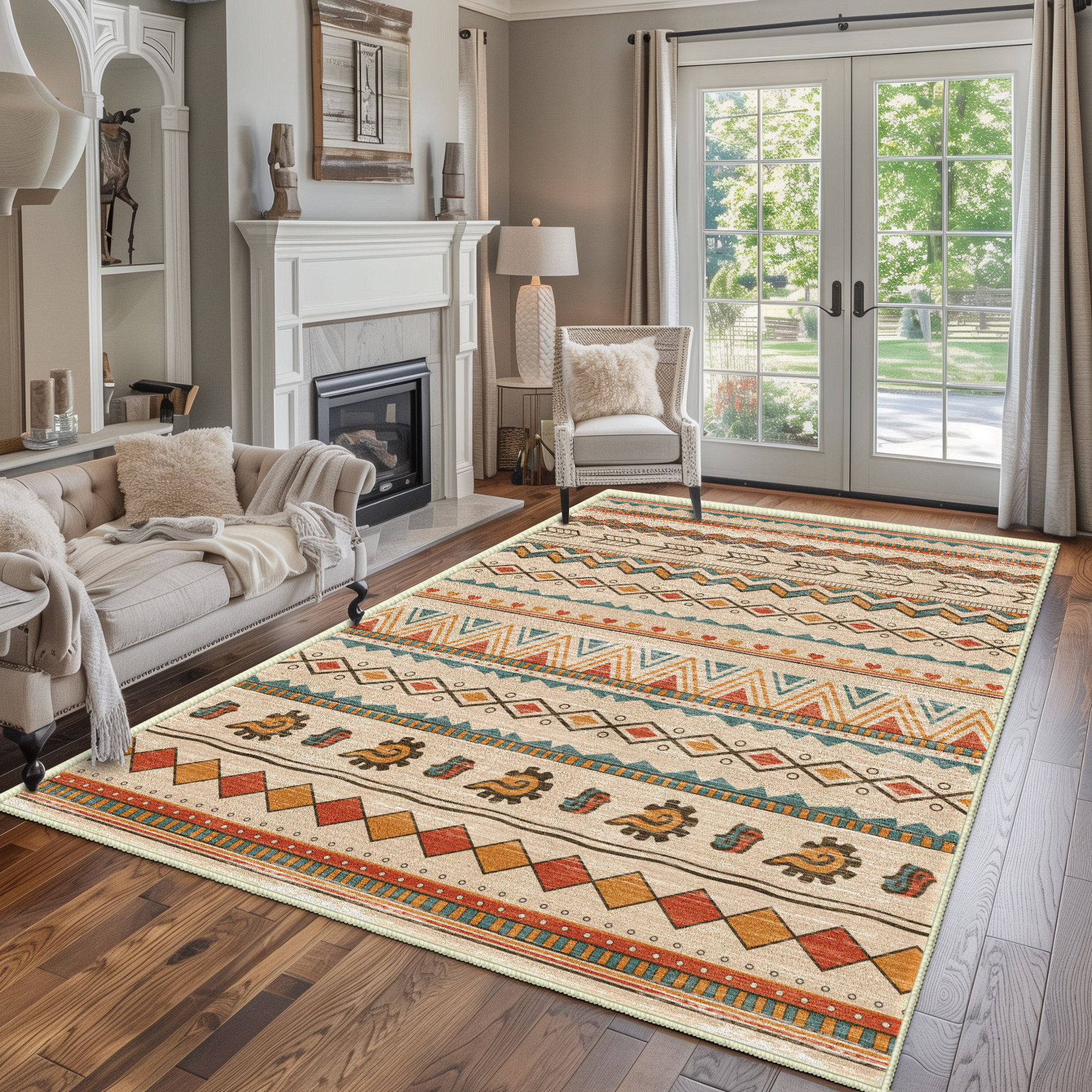 Union Rustic YIMEIS 5x7 Bohemia Area Rug, Non Slip Machine Washable Rug ...