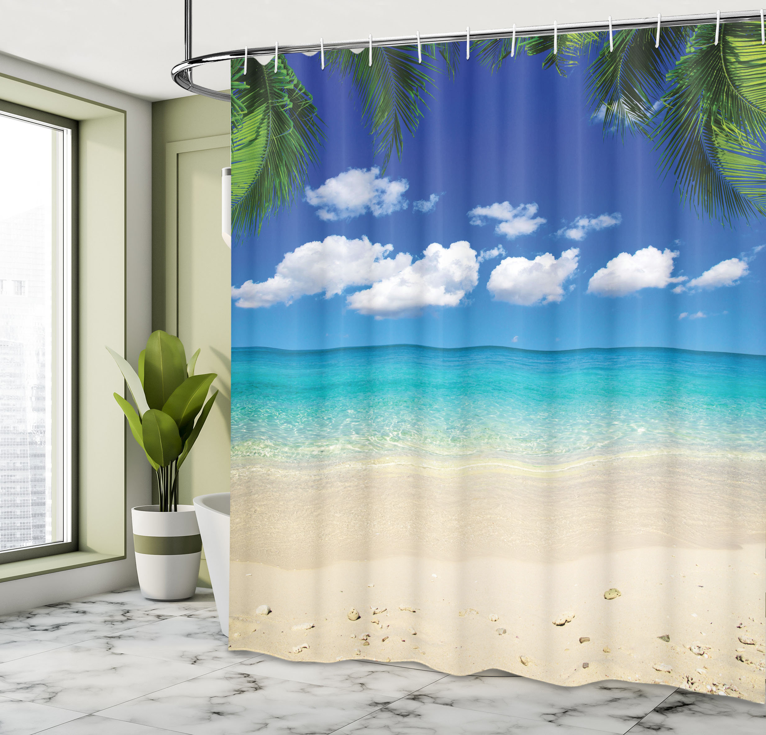 Bay Isle Home™ Island Shower Curtain Tropic Vacation Scenic Royal Blue ...