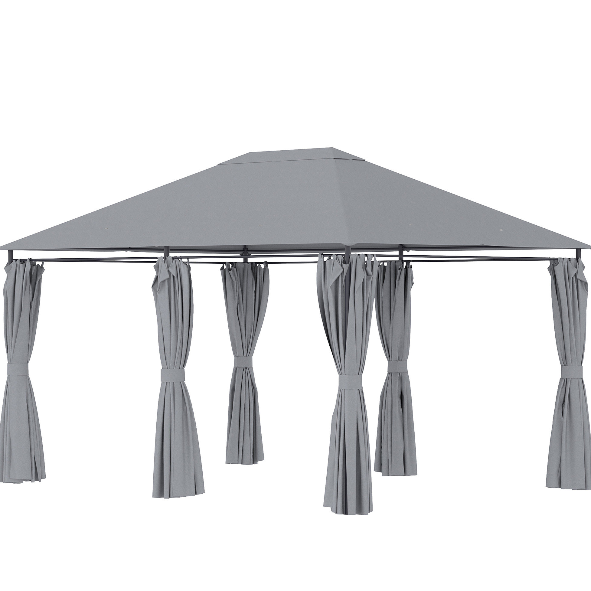 Latitude Run® Outdoor Gazebo, Gray. Steel Frame & 6 Removable Sidewalls ...