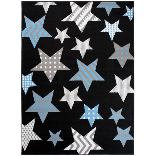 17 Stories Mamia Black And Blue Area Rug | Wayfair.co.uk