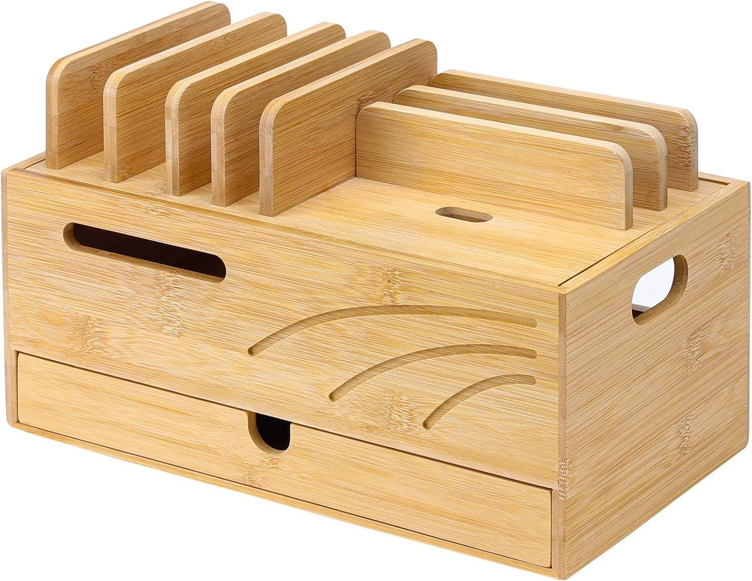 Latitude Run® Natural Bamboo Charging Station Rack | Wayfair