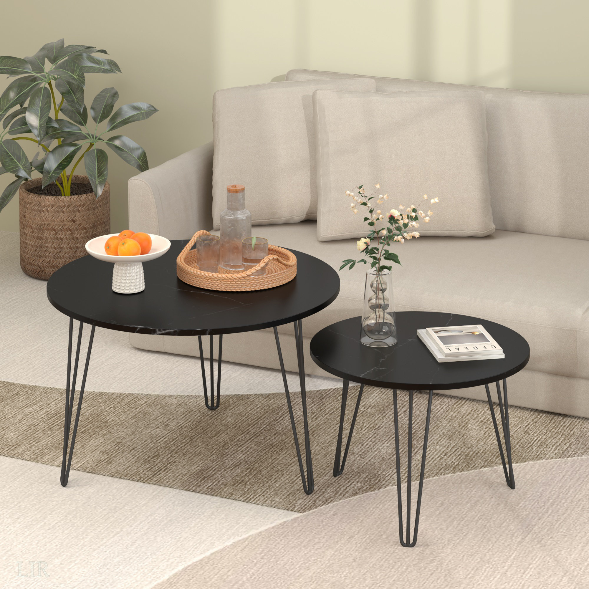 Ebern Designs 27.56'' Round Nesting Coffee Table Set Of 2, Circular ...