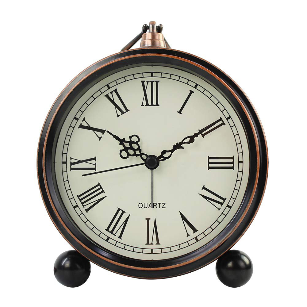 Astoria Grand Retro Metal Table Clock Battery Operated Non-Ticking ...