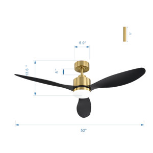 Mercer41 Loritta 52'' 3 - Blade Large Indooor Ceiling Fan With Light ...