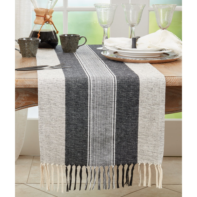 Saro Rectangular Striped Table Runner | Wayfair