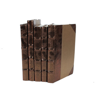 Leather Books 5 Piece Exotic Metallic Decorative Book Set | Perigold