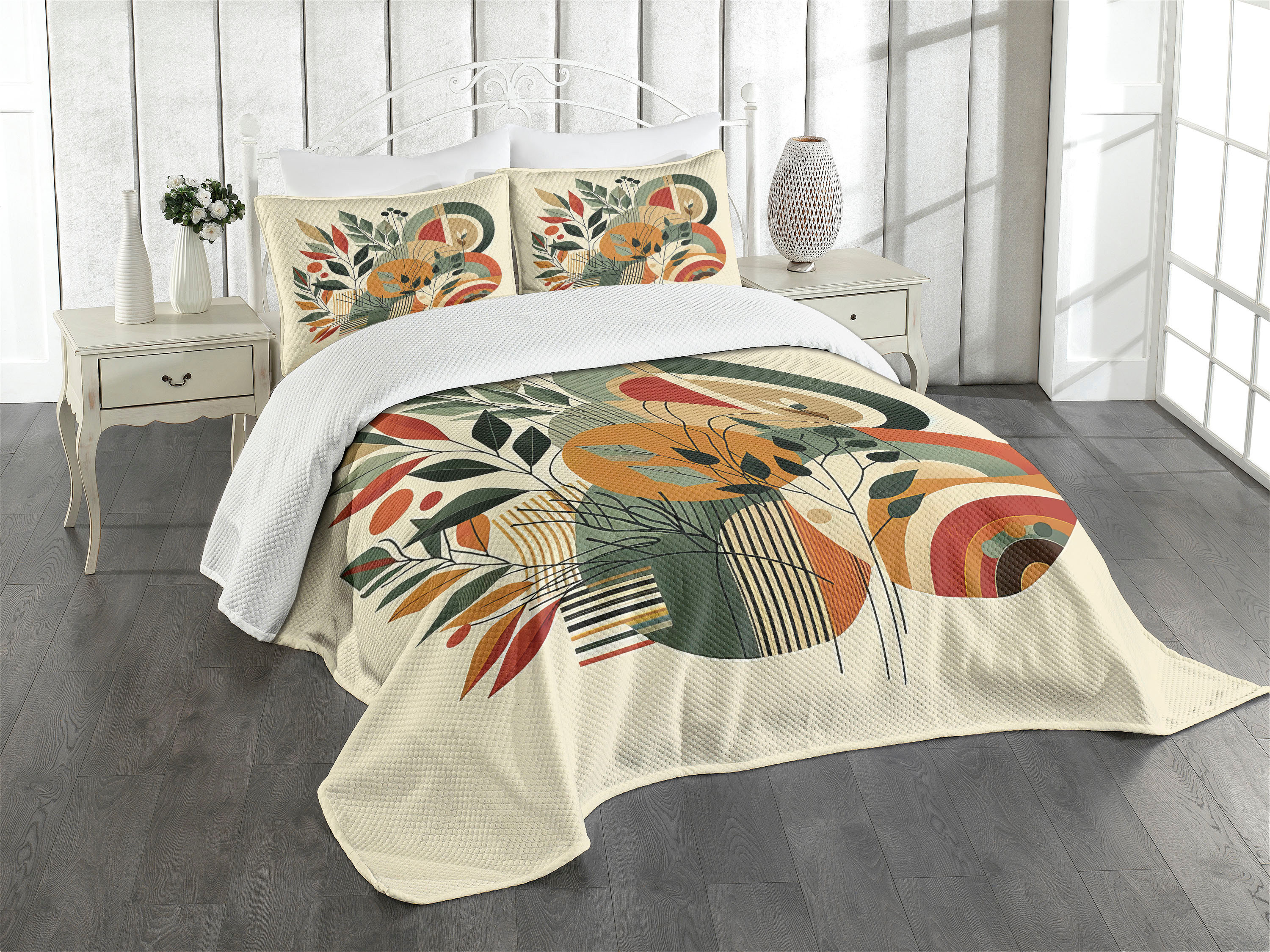 Ambesonne Monstera Bedspread Modern Abstract Botanic 429404 | Wayfair