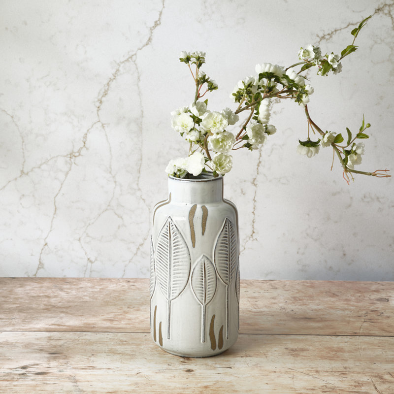 Mikasa Embossed Leaves Ceramic Table Vase | Wayfair