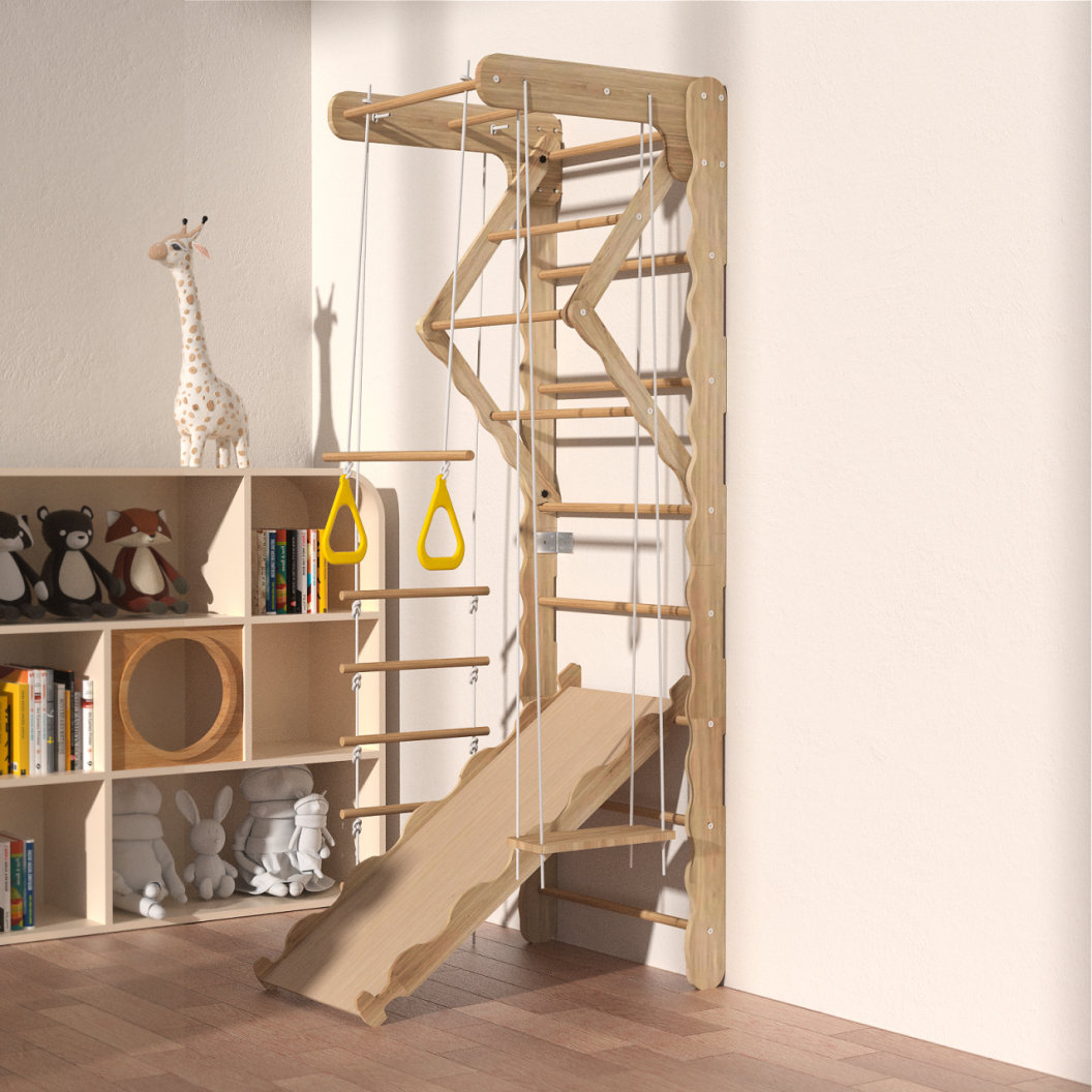 iYofe Foldable Indoor Pikler Triangle Climbing Gym Set For Toddlers ...