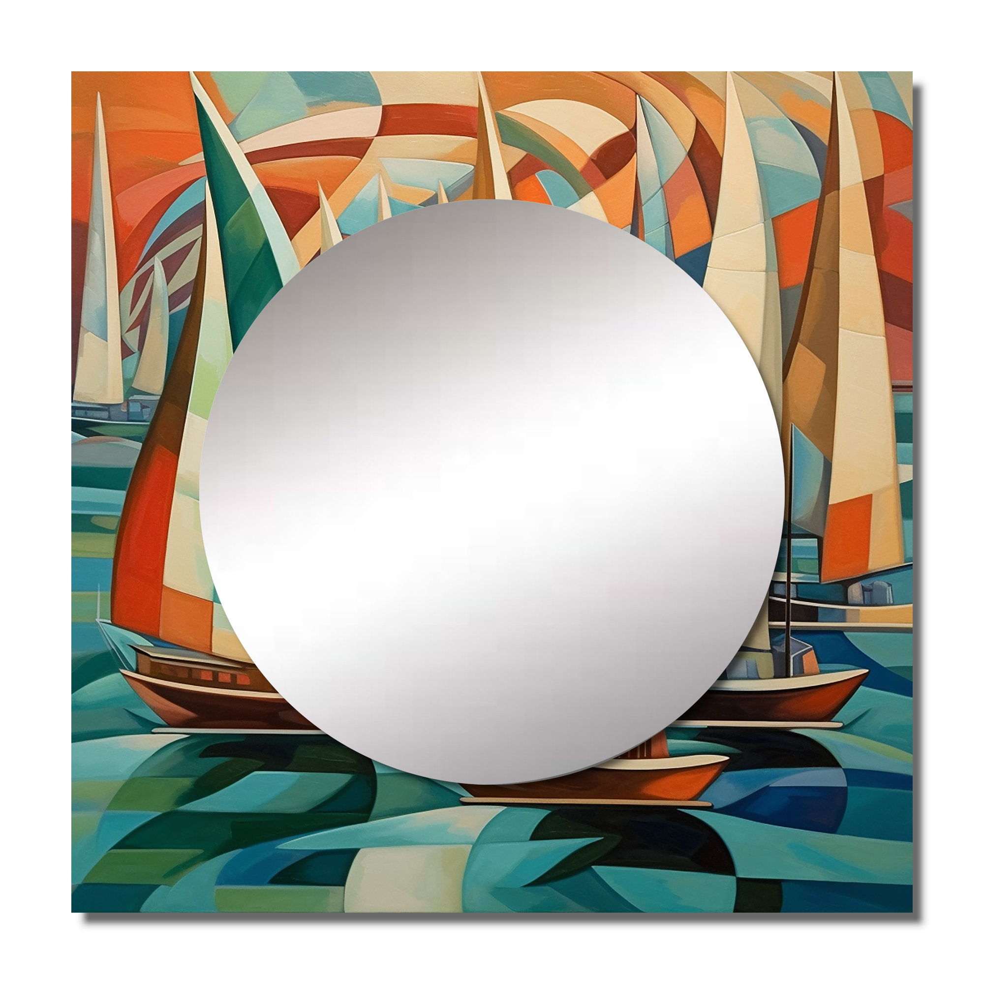 Design Art Abstract Sailboats At Sunset Cubist Minimalism II - Boat ...