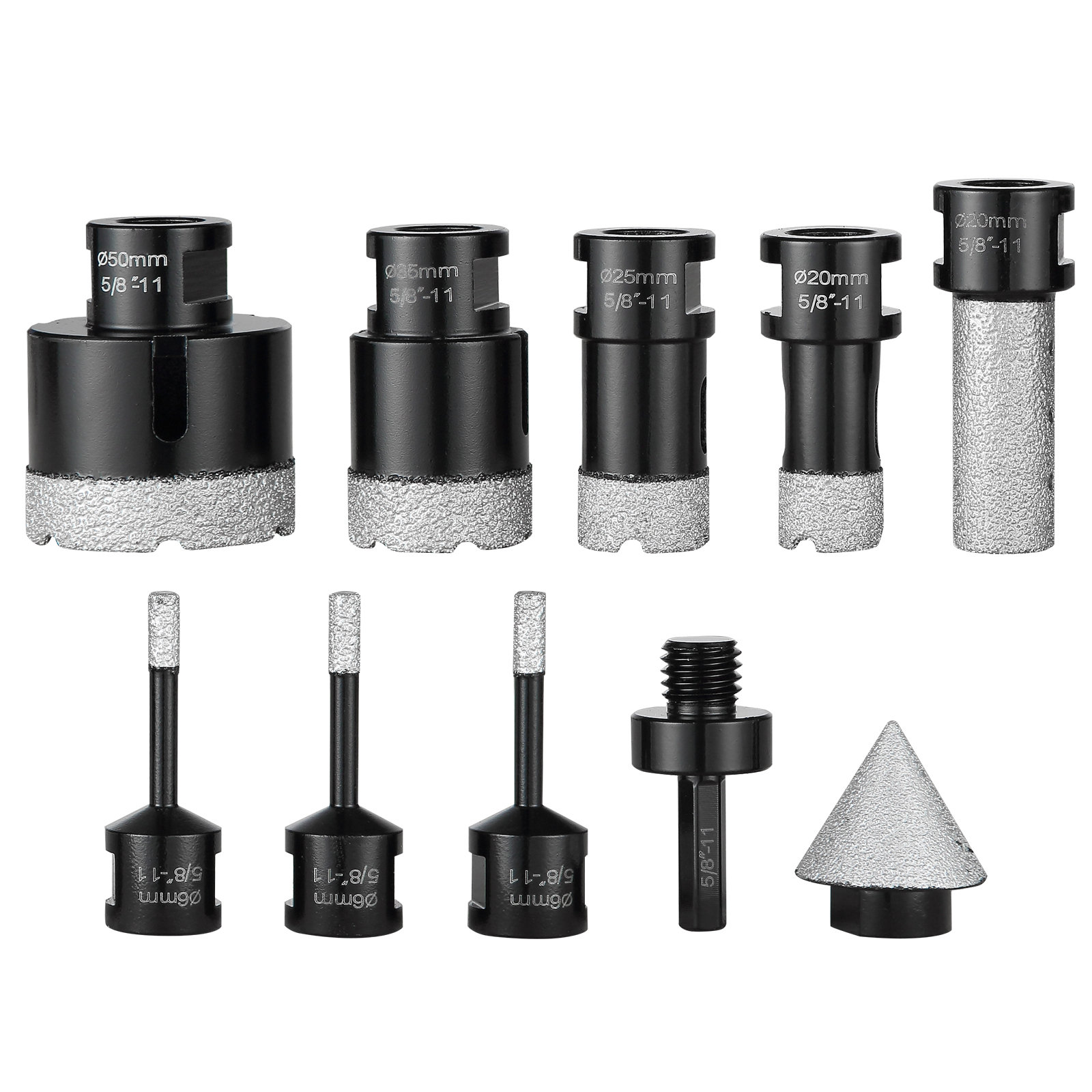 VEVOR Diamond Core Drill Bit Set, 7 PCS Diamond Hole Saw Kit for Dry ...