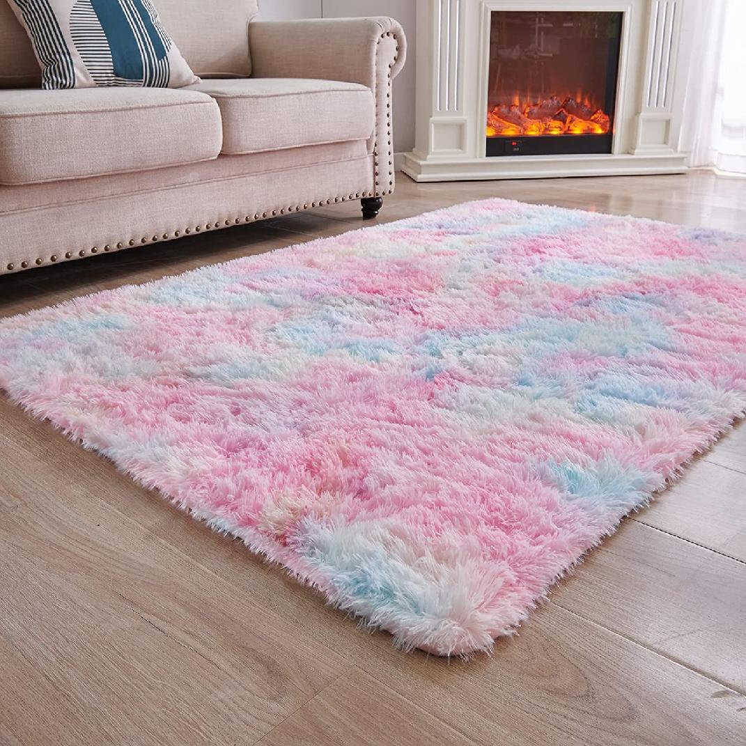 Mercer41 Denetris Machine Woven Velvet Area Rug in Pink/Blue | Wayfair