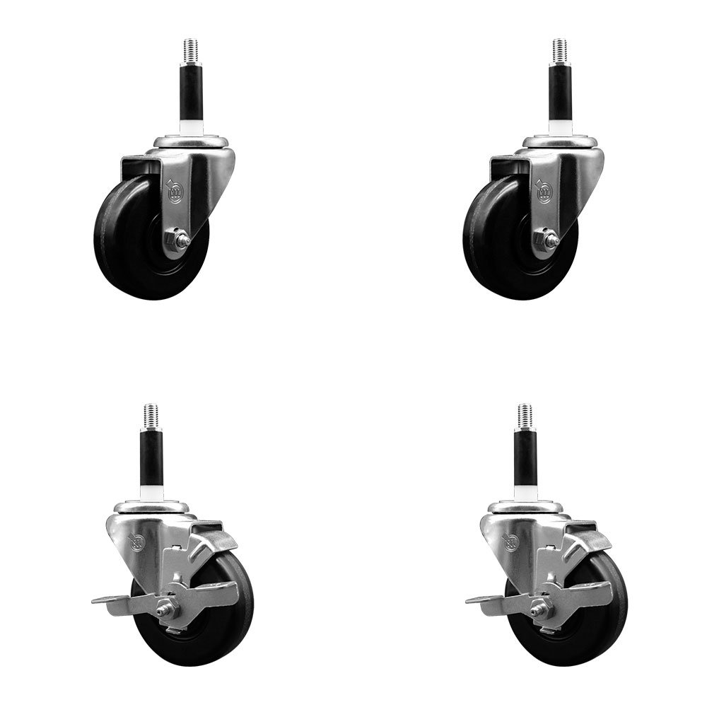 Service Caster Phenolic Wheel Swivel Expanding Stem Caster Set 2 Brakes ...