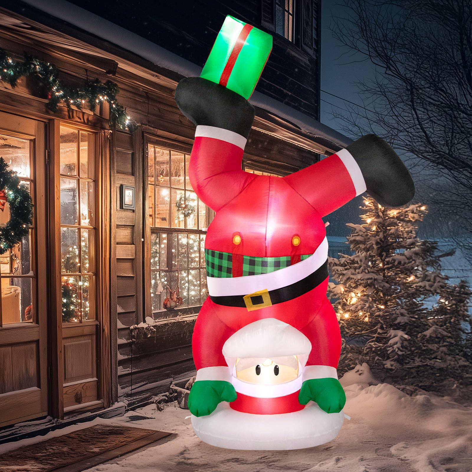Dakota Fields 8FT Handstand Santa Claus Inflatable with LED Lights ...