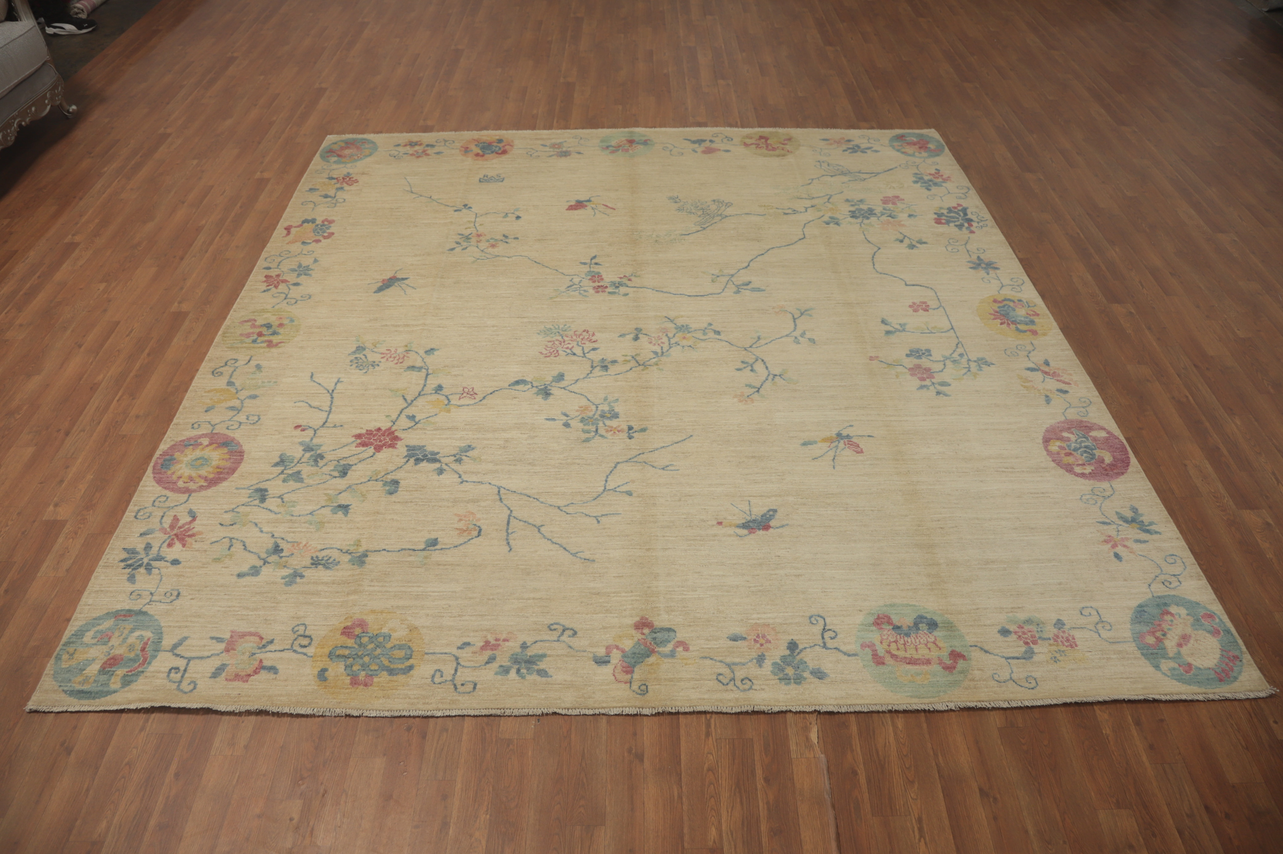 Isabelline Vegetable Dye Art Deco Square Area Rug 10x10 | Wayfair