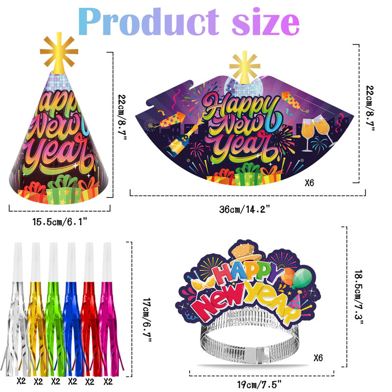 VOMGEB1 40-Piece Neon Color Happy New Year Party Favors Set | Wayfair