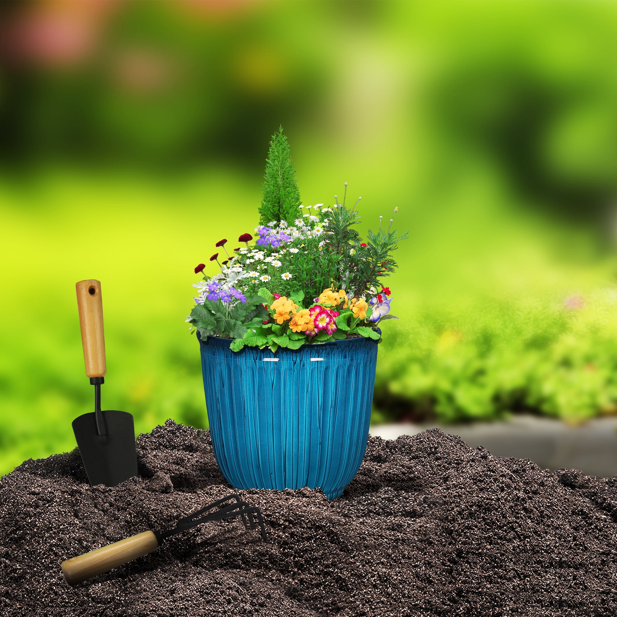 Lark Manor™ Devonport Kamala Light Blue Resin Planter, 10.7in X 10.7in ...