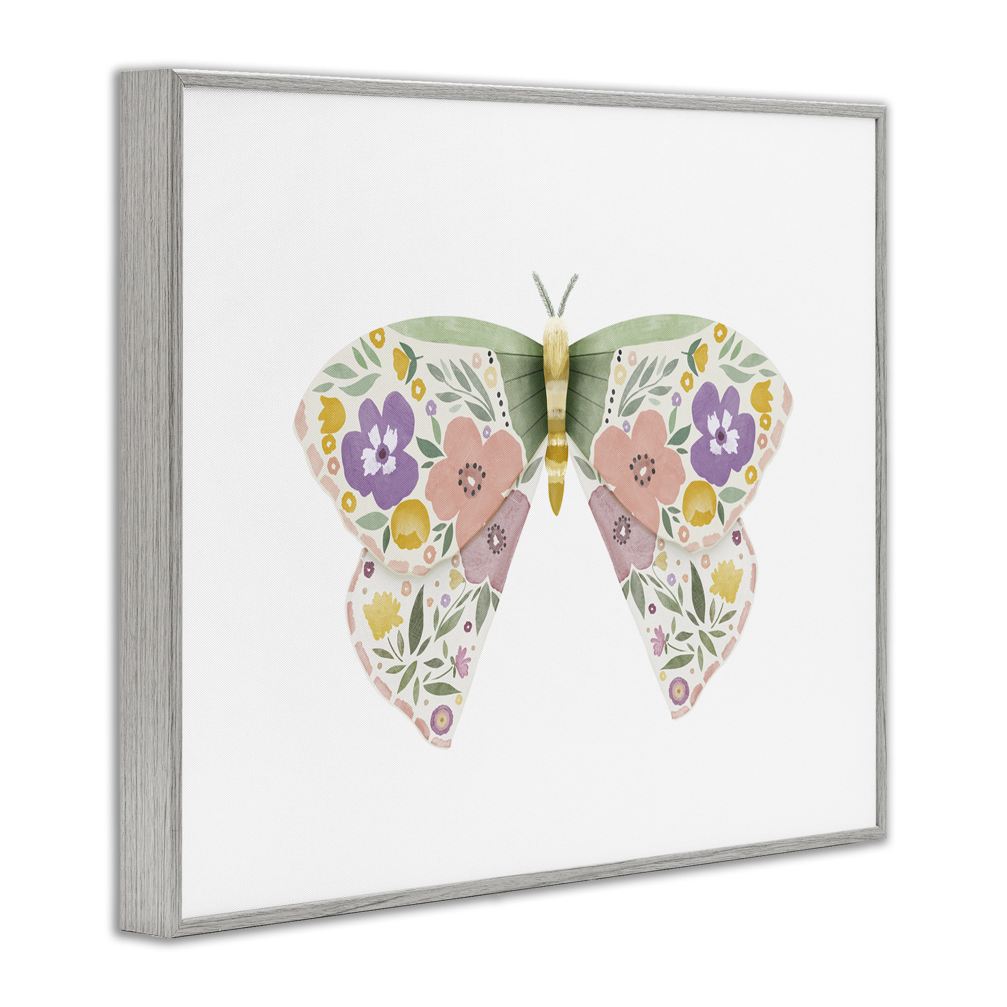 Ebern Designs Marigold Floral Moth Framed Giclee Art by Leah Straatsma ...