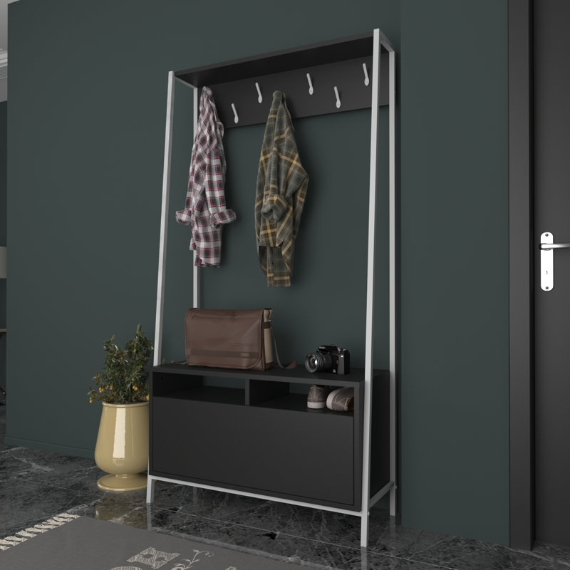 Wade Logan® Andreous Iron Hall Tree with Shoe Storage & Reviews | Wayfair