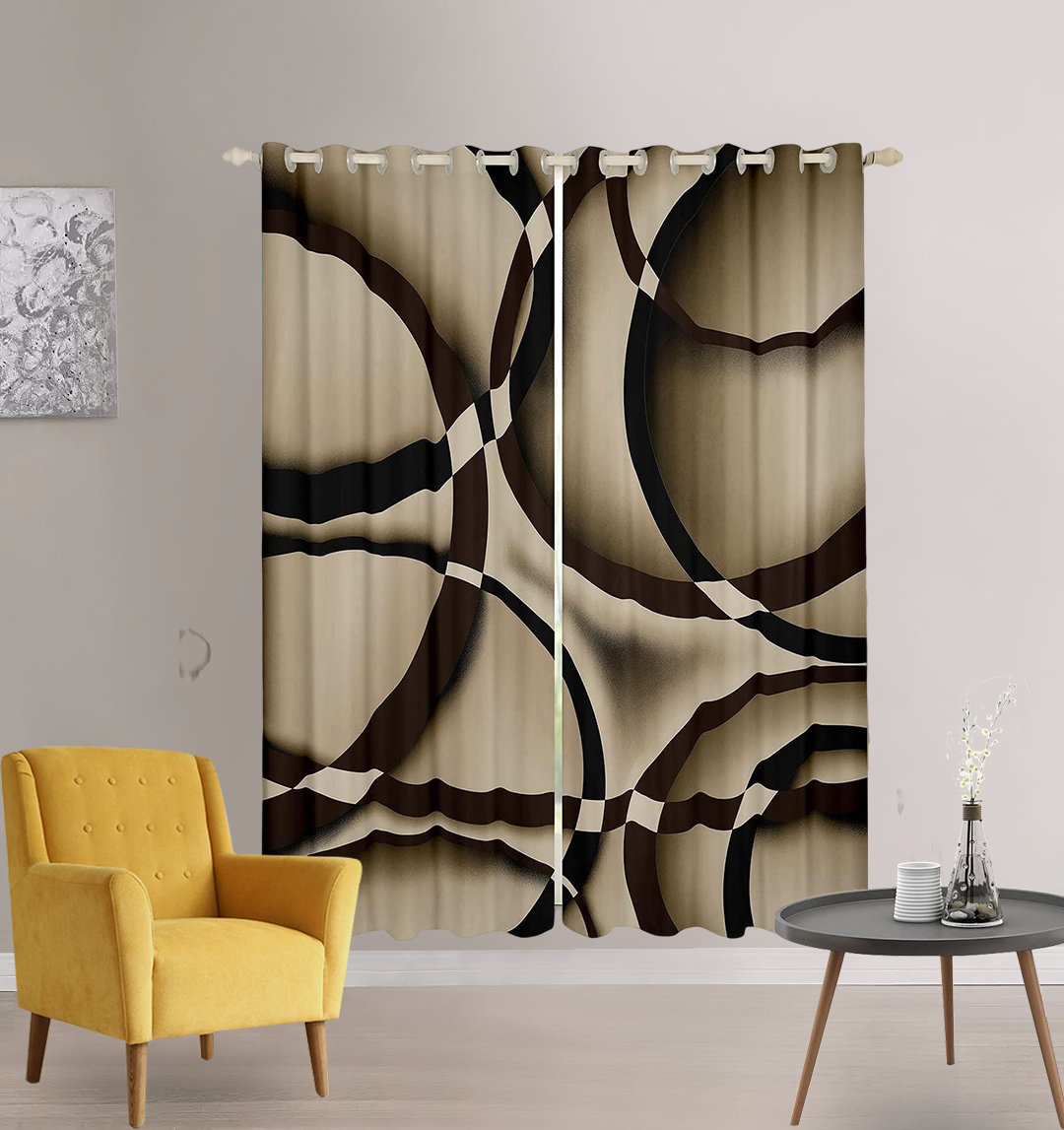 Wrought Studio Abstract Stripes Window Curtains,Geometric Circle ...