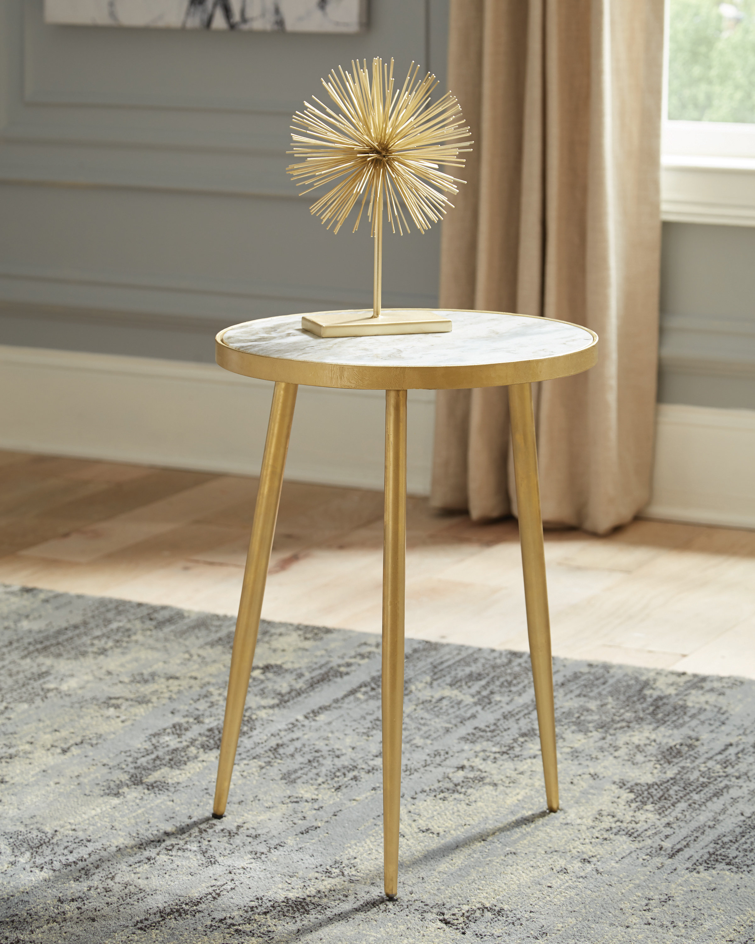 House of Hampton® Acheson White/Gold Round Accent Table | Wayfair