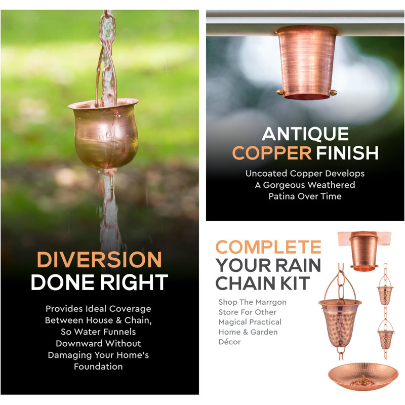 Arlmont & Co. Marrgon 2 Inch Copper Gutter Adapter - Rain Chain Hanger ...