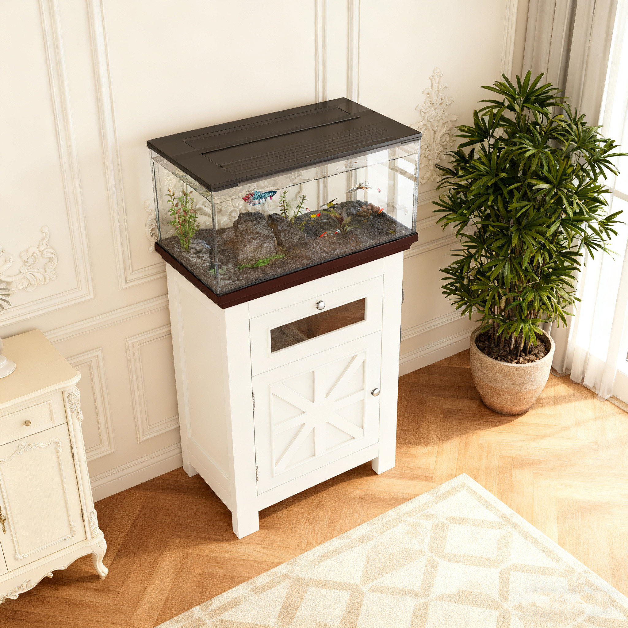 Tucker Murphy Pet™ 10-15 Gallon Fish Tank Stand,Farmhouse Aquarium ...