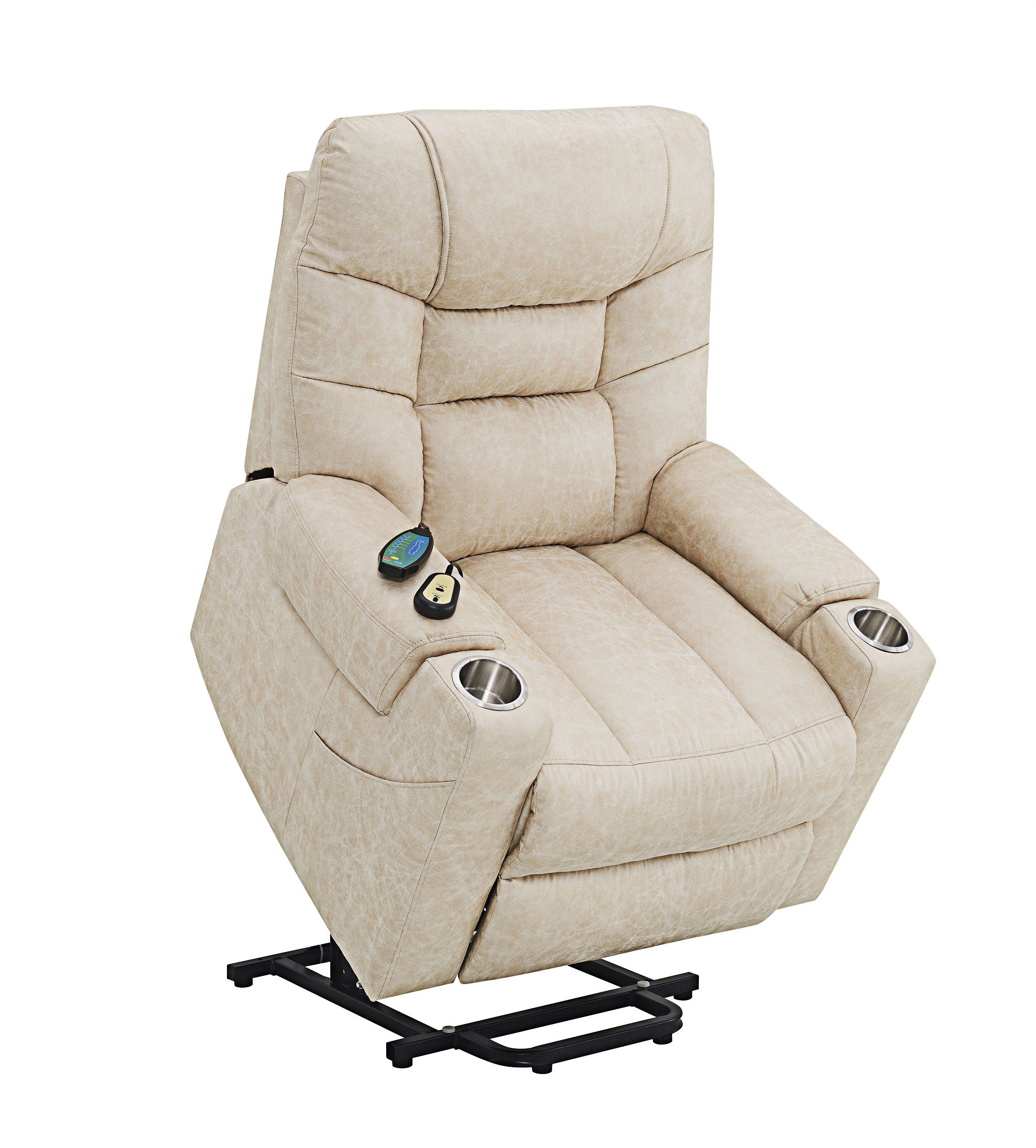 Latitude Run® Nairi Ivory Leather Aire Power Motion Recliner With Lift ...