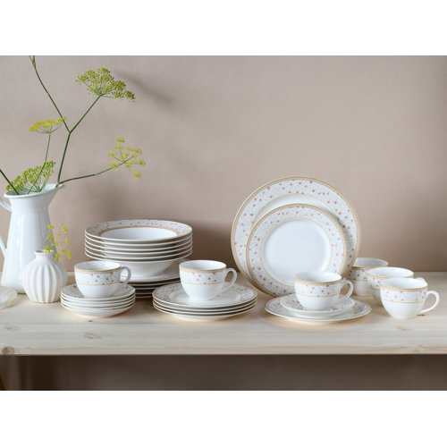 Creatable Emilia (New Bone China) 30 Piece Bone China Dinnerware Set ...