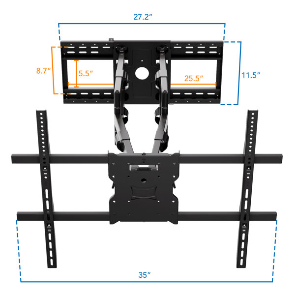 Mount-It Black Tilt Wall Mount for Screens Holds up to 275 Lb. lbs ...
