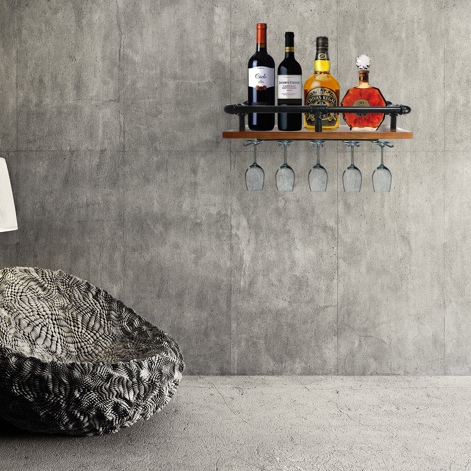 Williston Forge Gesualda 5 Bottle Solid Wood Wall Mounted Wine Bottle ...