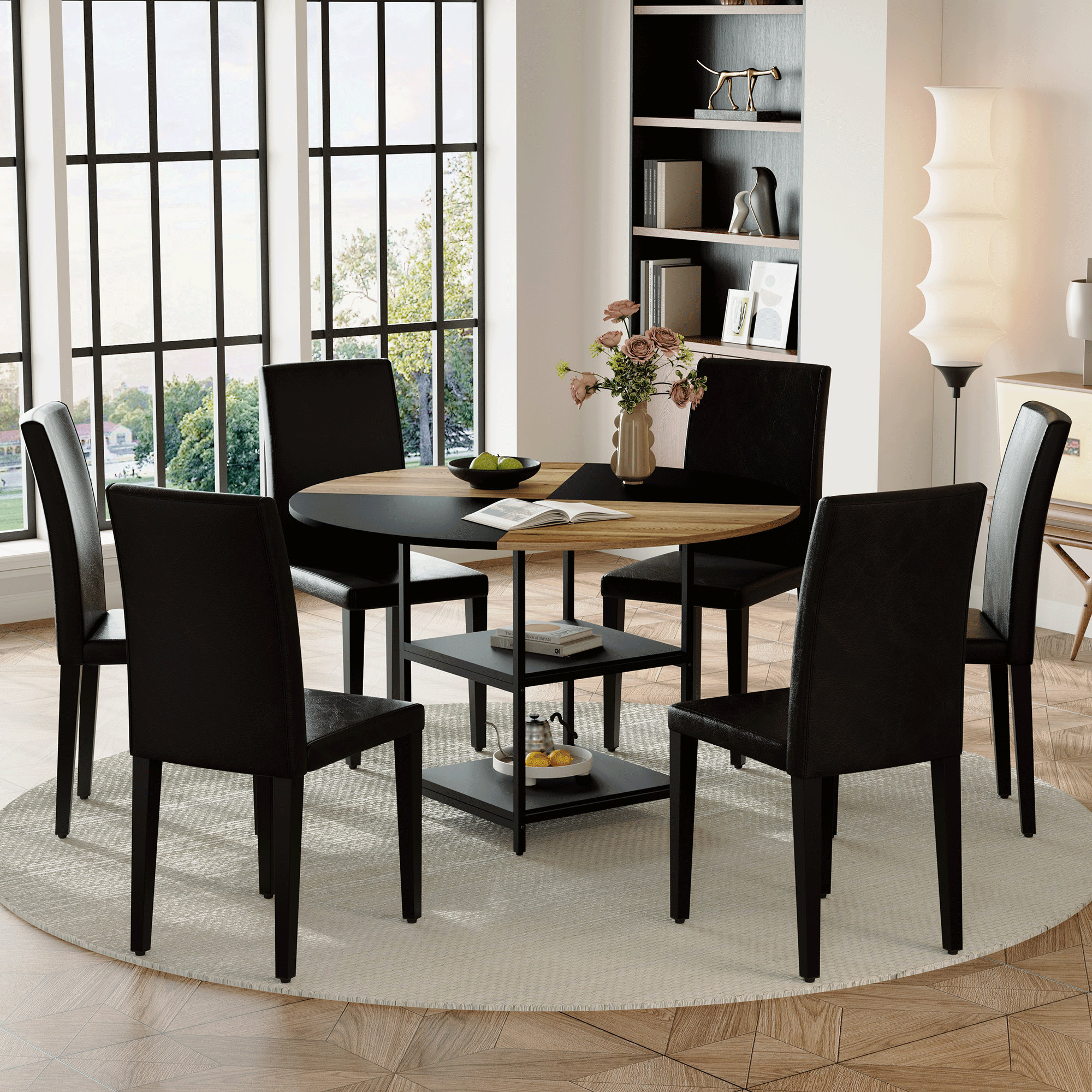 Latitude Run® -inch Modern Round Dining Table Set With Double-layer ...