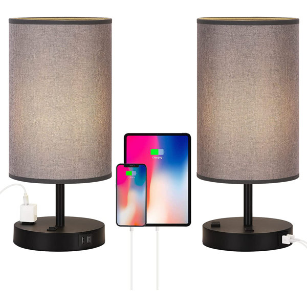Ebern Designs Montogomery Metal USB Table Lamp | Wayfair