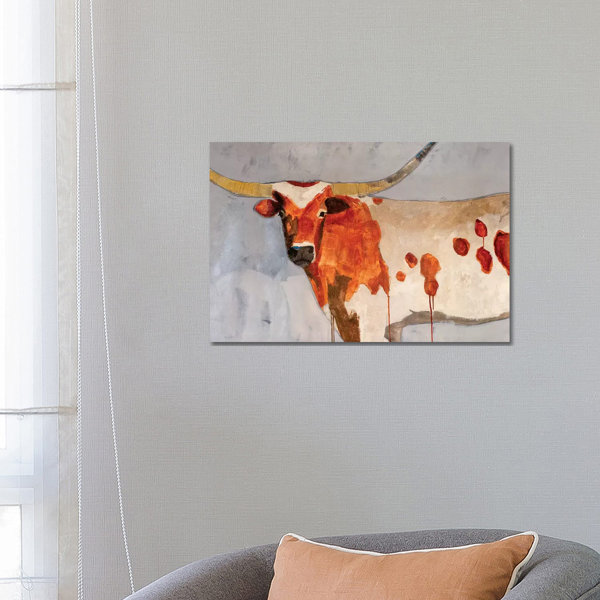 August Grove Longhorn Short Temper by Julian Spencer - Wrapped Canvas ...