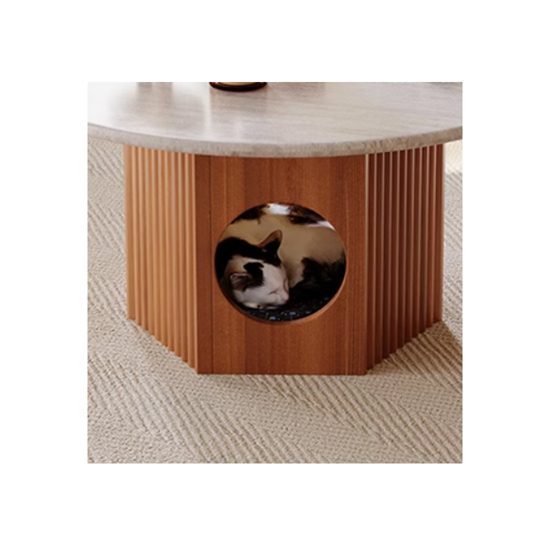Elegant Home Furnishings.s Cat Table with Hole Stone Top & Open ...
