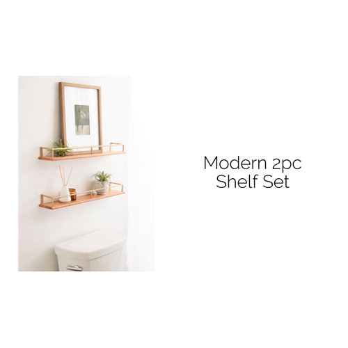 Birch Lane™ Jinny Camryn Wood and Metal Shelf 24" Natural, Gold ...