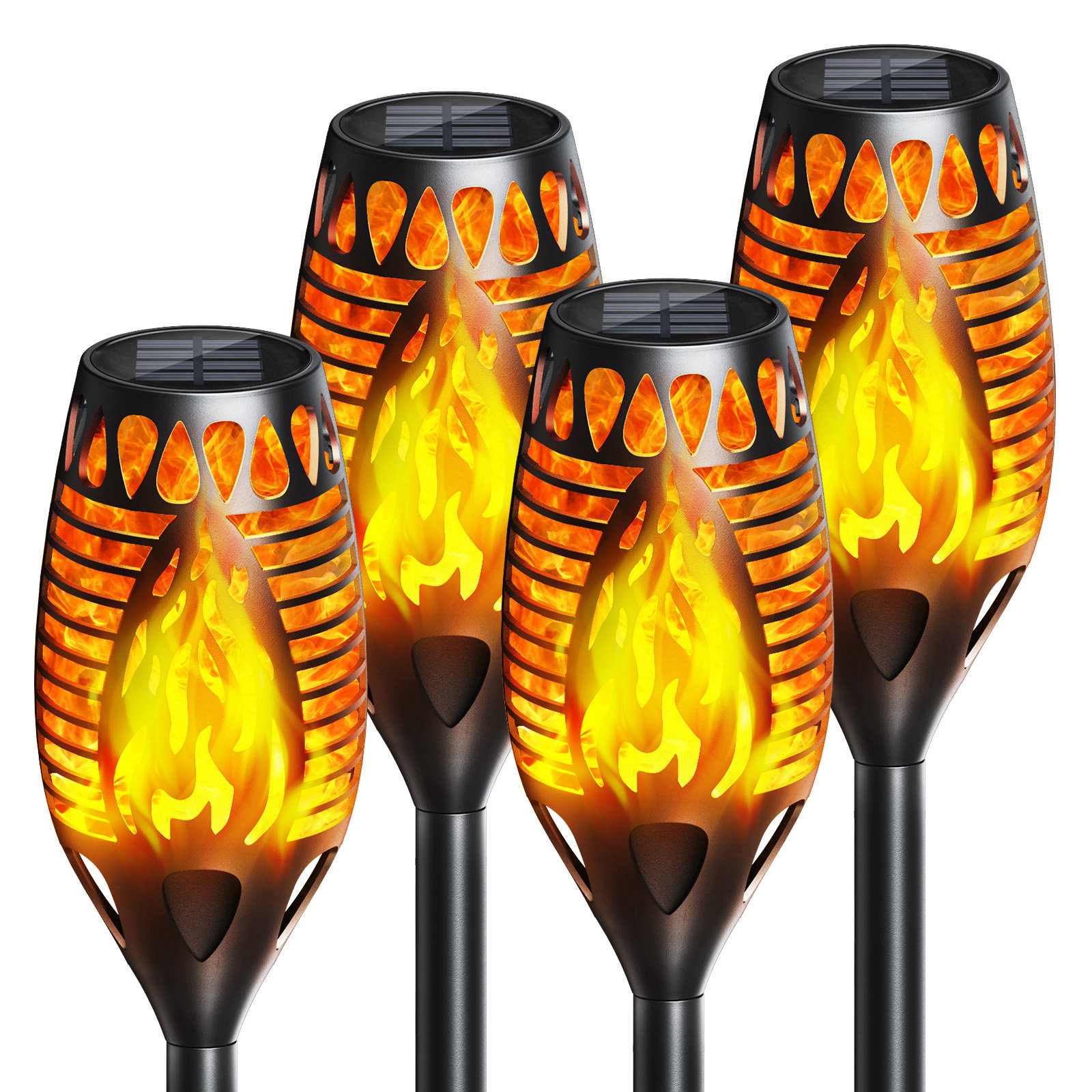 BUCASA Upgraded Larger Solar Lights Outdoor, Solar Torch Light With ...