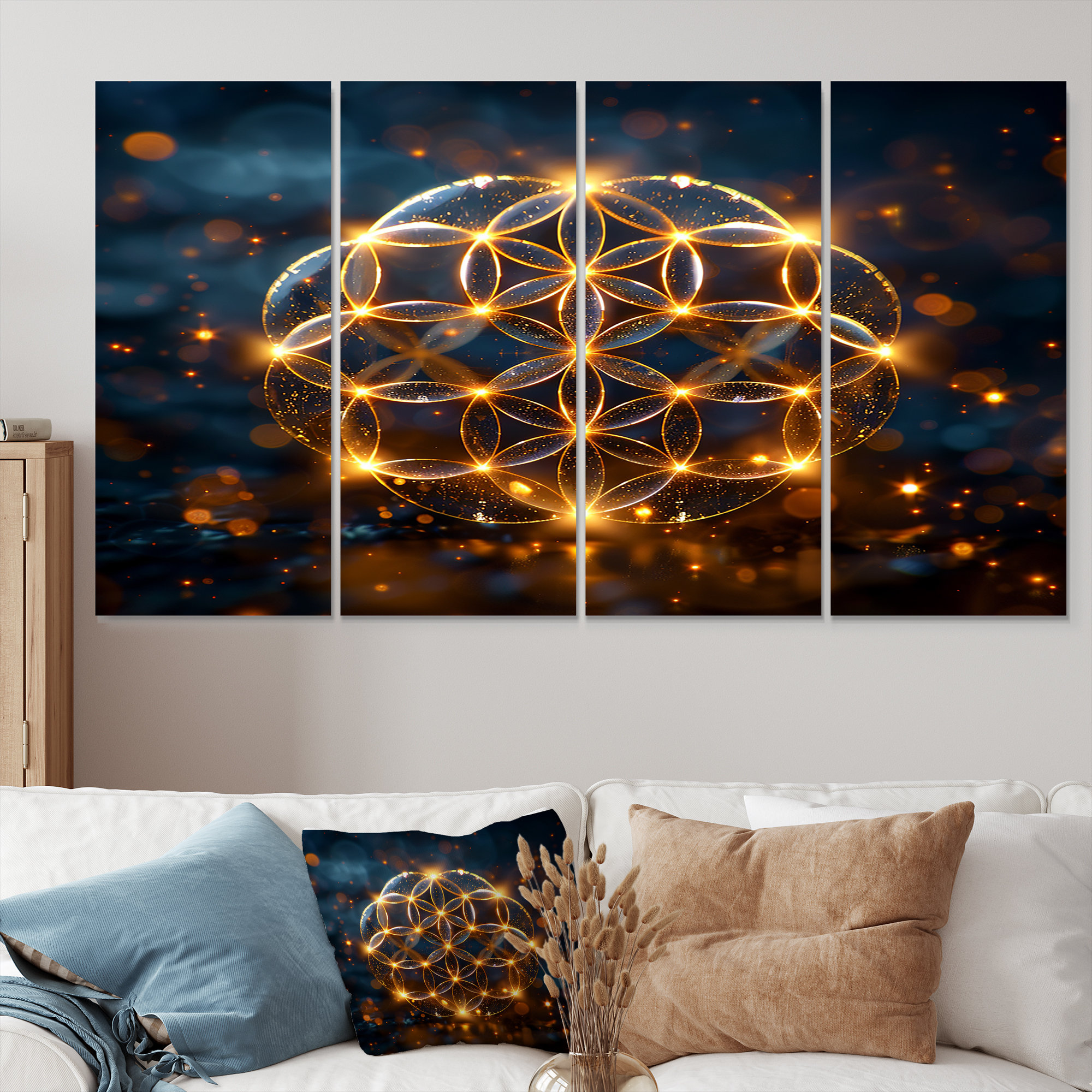 Design Art Galactic Flower Of Life Cosmic Shining Gold - Geometric Wall ...