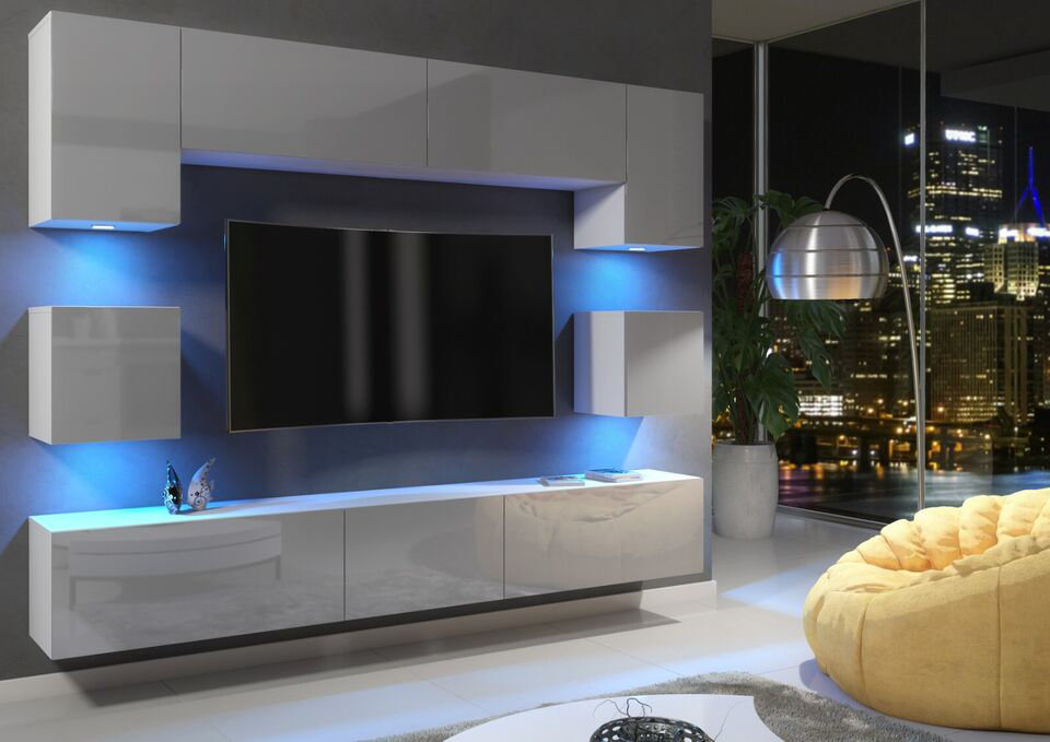 Ivy Bronx Modern Living Room Set Cupboard TV Unit Cabinet Furniture ...