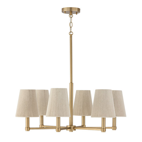 Capital Lighting 28" W 6-Light Chandelier in Matte Brass with Tapered ...