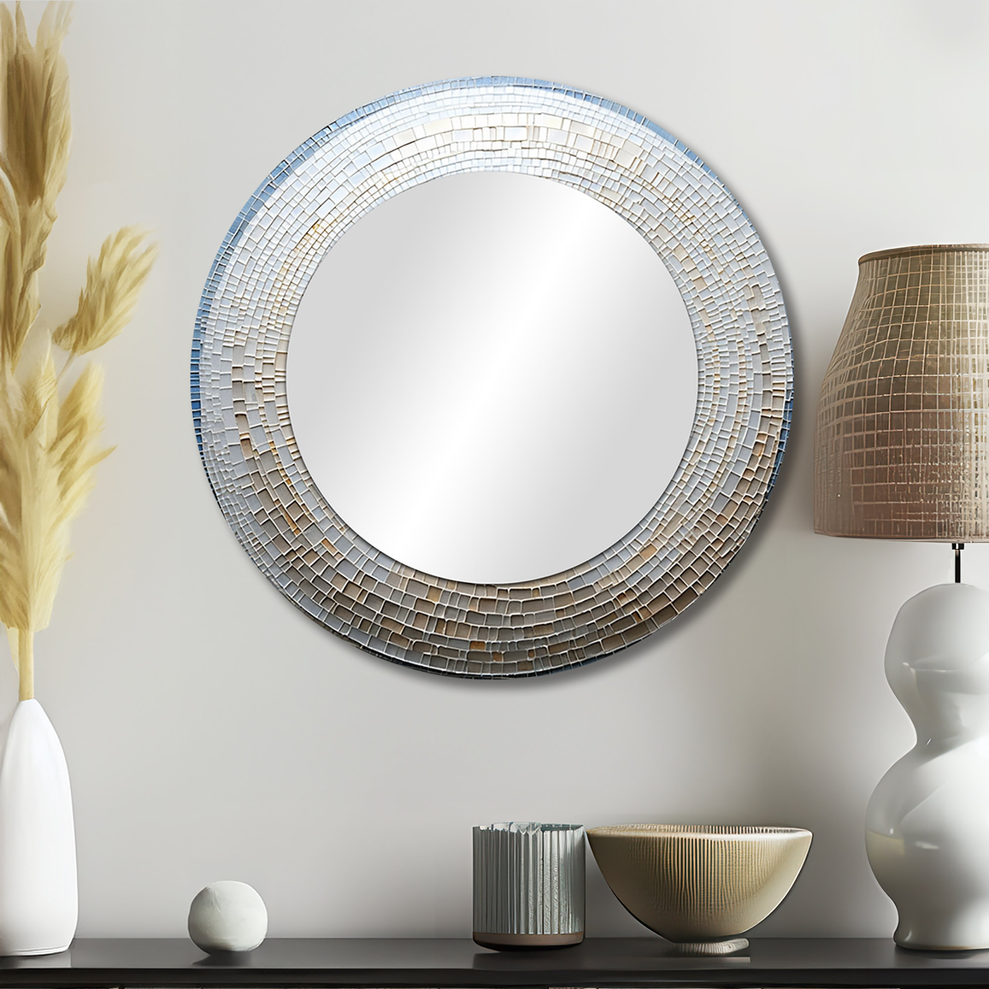 East Urban Home Rocus Silver Swirl Shell Fish - Nautilus Decorative Mirror, Modern Round Wall ...