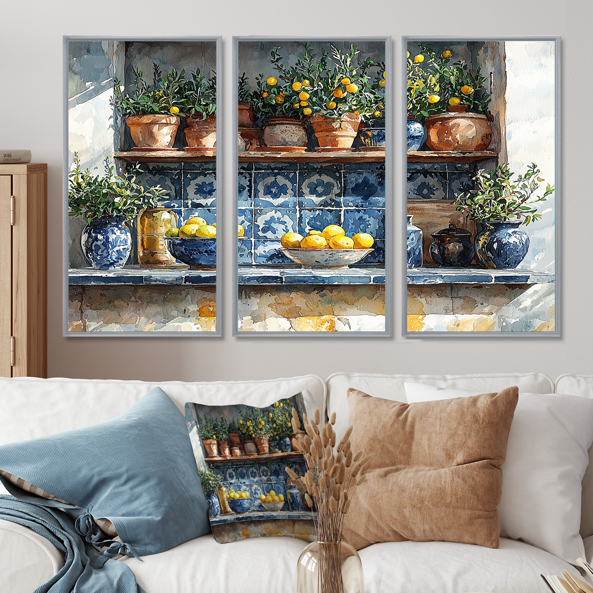 Red Barrel Studio® Blue And Yellow Kitchen Greek Kitchen - Kitchen Wall ...